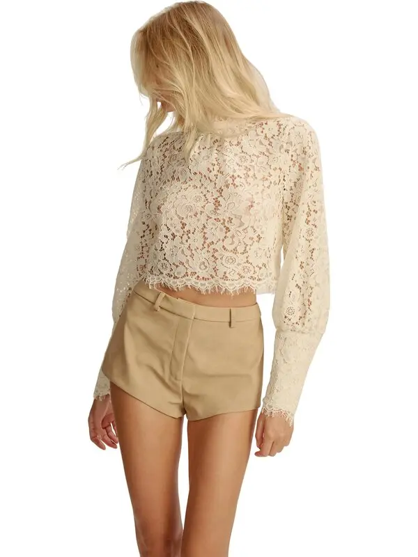 Bardot Jayla Vegan Leather High-waisted Tailored Shorts - Soft Beige