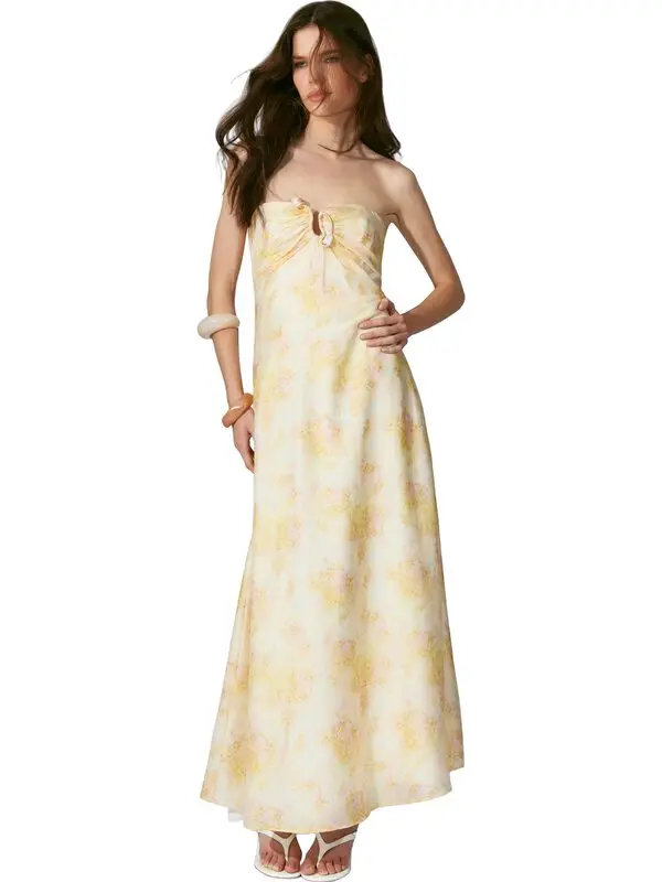 Bardot Amina Strapless Maxi Dress - Yellow Flr