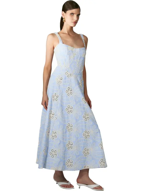 Bardot Lilah Corset Midi Dress With Embroidery - Baby Bl Fl
