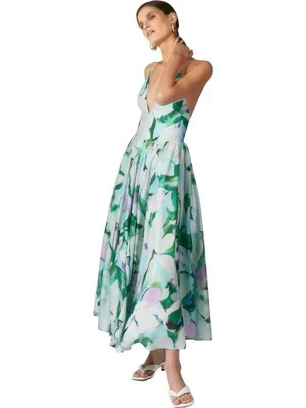 Bardot Arletha Halter Maxi Dress - Green Flo