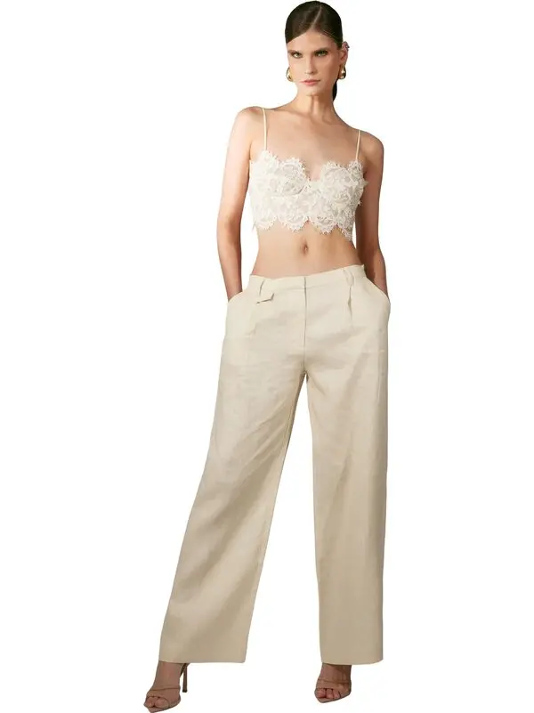 Bardot Geordy Hipster Linen Pant - Eggnog