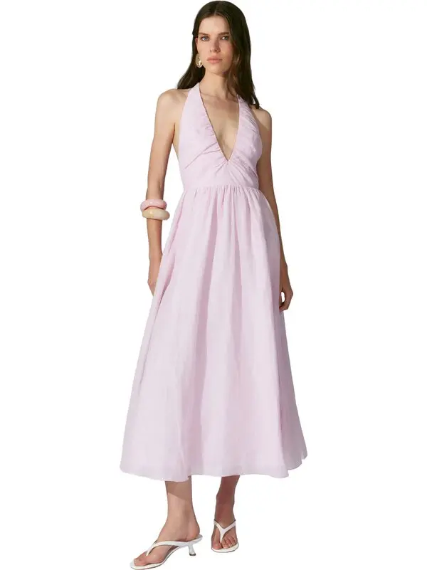 Bardot Dorota Halter Neck Midi Dress - Bliss Pink