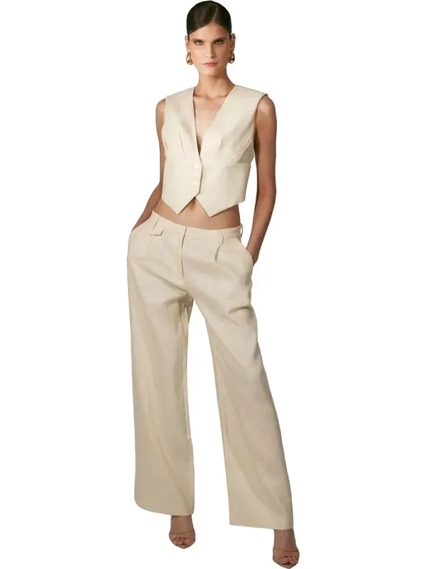 Bardot Geordy Linen Vest Top - Eggnog