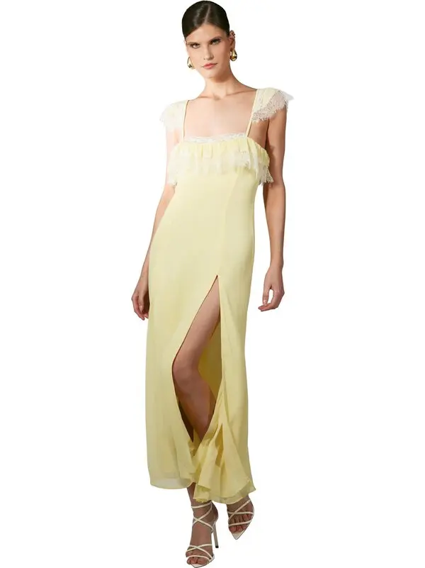 Bardot Arlia Lace Trim Maxi Dress - Canary Ylw