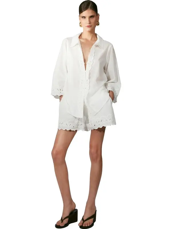 Bardot Aleria Cotton Shirt With Trim - Orchid Wht