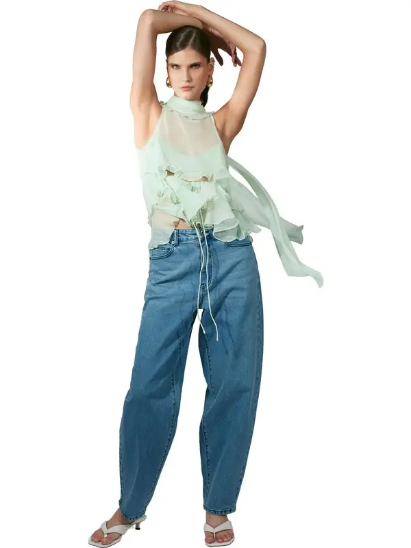 Bardot Cynthia Ruffle Blouse - Peppermint
