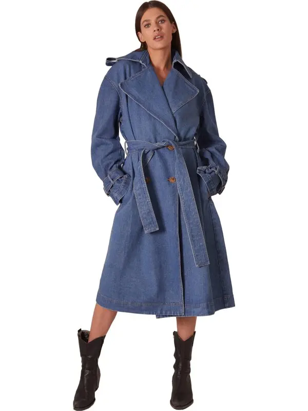 Bardot Oversized Denim Trench Coat - Vintage