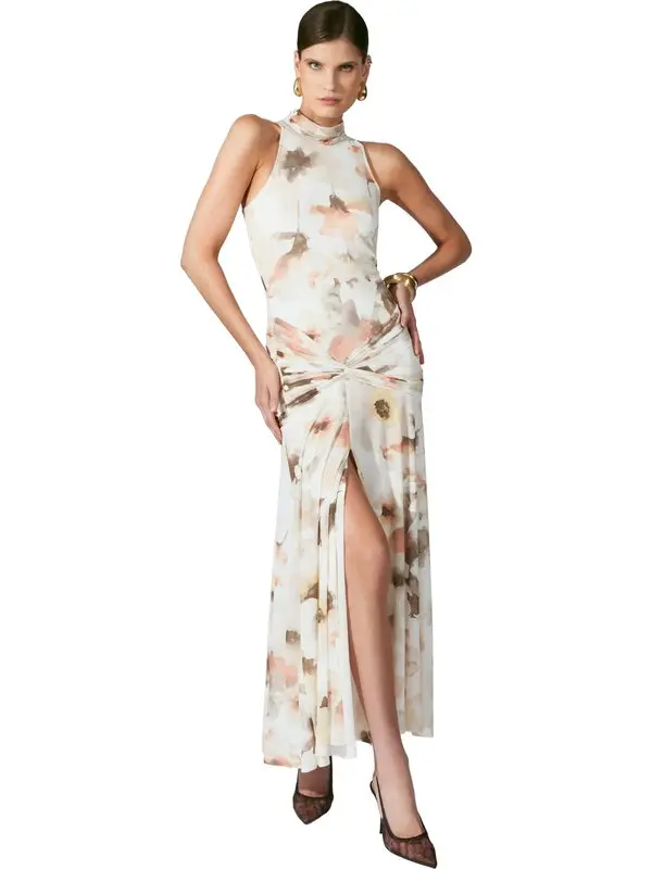 Bardot Leanna Mesh Midi Dress - Ivory Fl