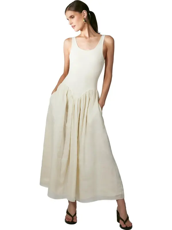 Bardot Lorie Scoop Neck Midi Dress - Buttercup