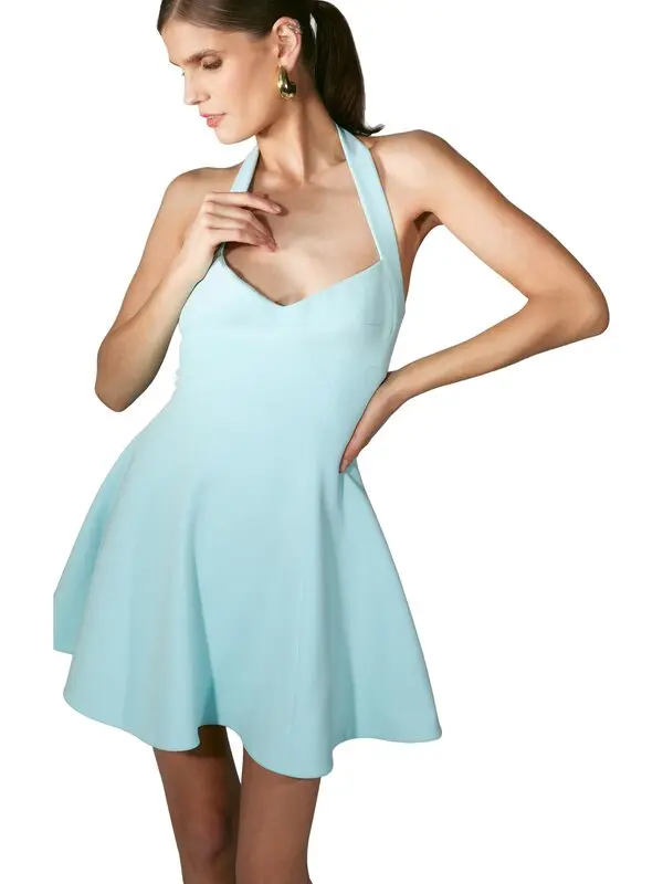 Bardot Deserae Halter Neck Mini Dress - Aqua