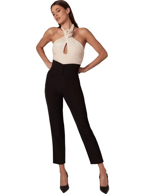 Bardot Inara Velour Bodysuit With Floral Detail - Ivory