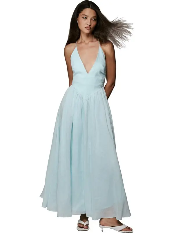 Bardot Arletha Halter Maxi Dress - Soft Blue