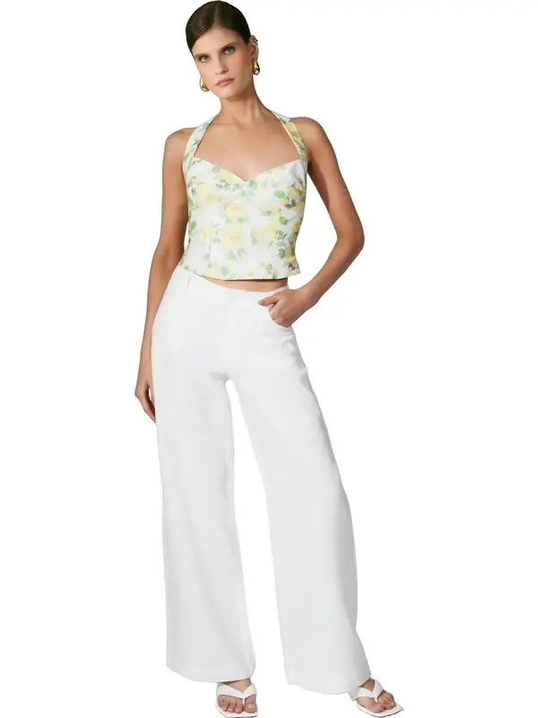 Bardot Deserae Halter Neck Floral Top - Yellow Flr