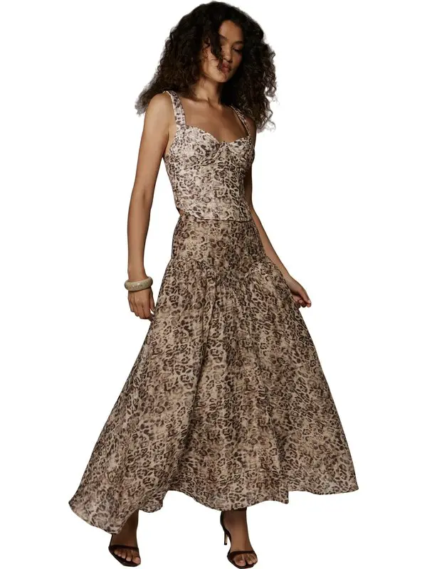 Bardot Hildie High Waisted Midi Skirt - B Leopard