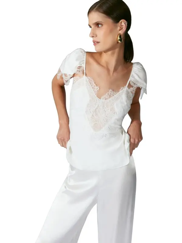 Bardot Ivy Lace Detail Camisole - Orchid Wht