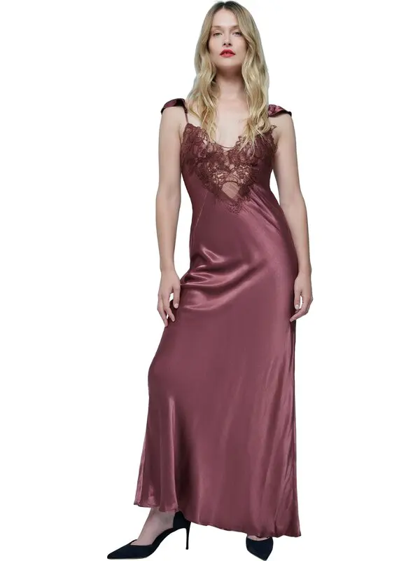 Bardot Ivy Lace Detail Maxi Dress - Mocha