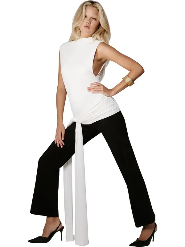 Bardot Jordan Longline Tie Top - Orchid Wht