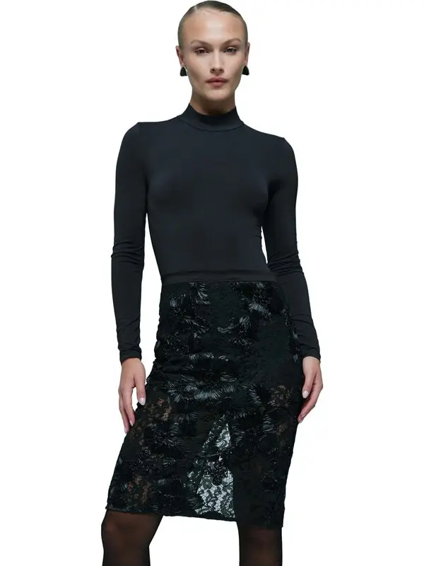 Bardot Dafne Long Sleeve Bodysuit - Black