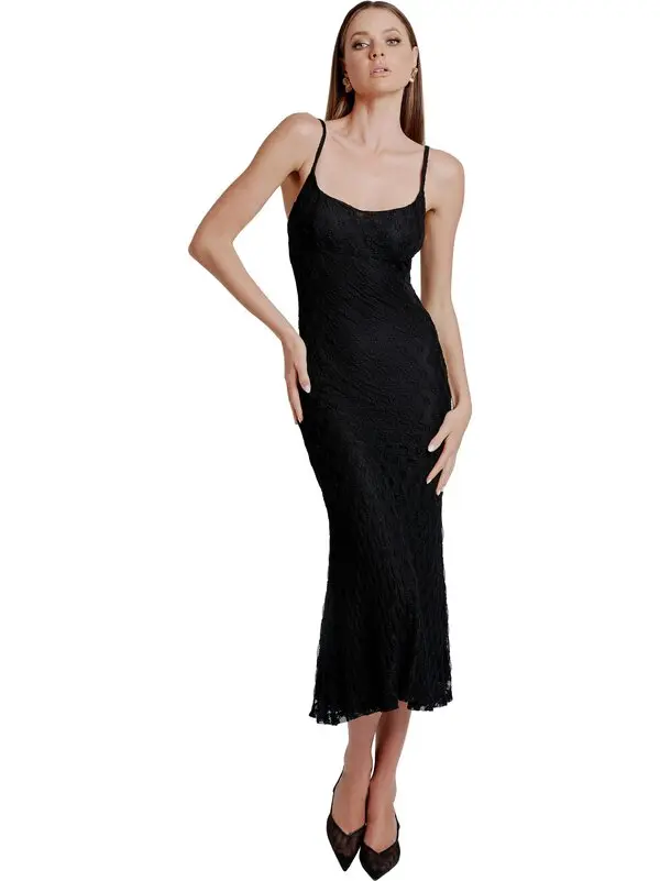 Bardot Adoni Mesh Midi Dress - Black