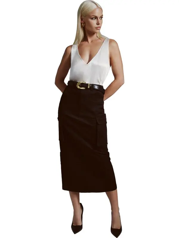 Bardot Arco Cargo Maxi Skirt - Black