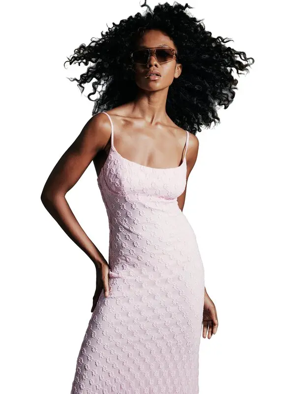 Bardot Adoni Mesh Midi Dress - Soft Pink