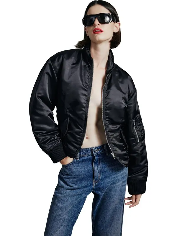 Bardot Fitted Bomber Jacket - Black