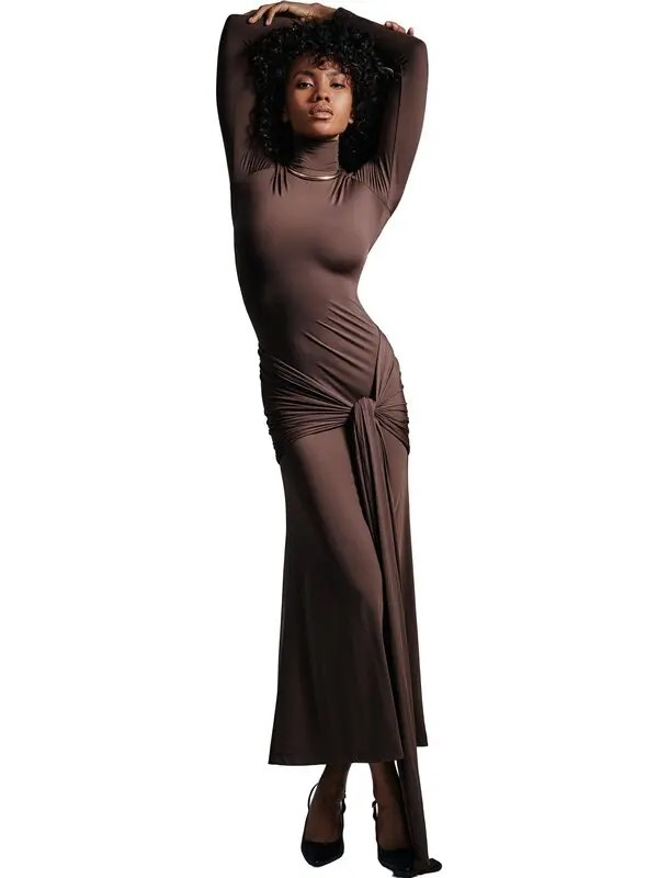 Bardot Alix Maxi Tie Front Dress - Chocolate