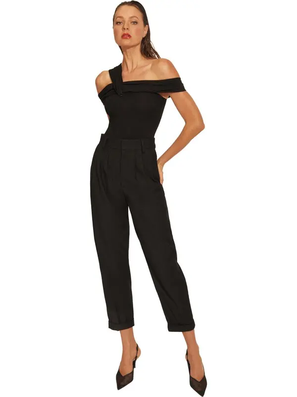 Bardot Elandra Wide Leg Tapered Ankle Pants - Black