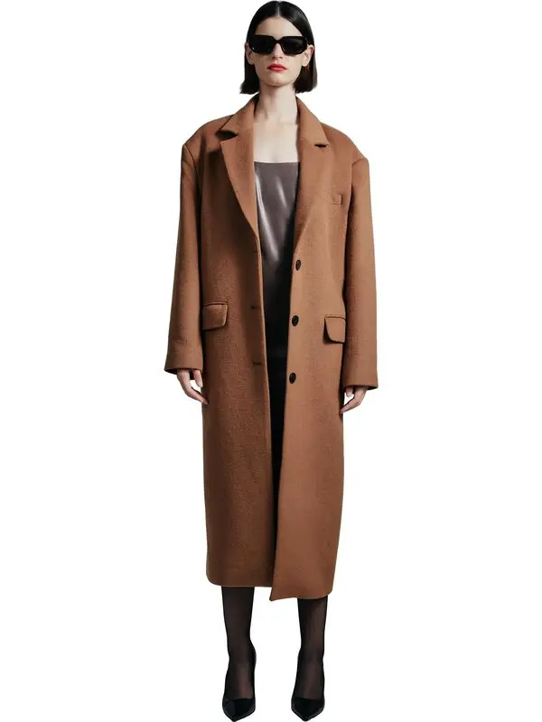 Bardot Structured Oversized Coat - Camel