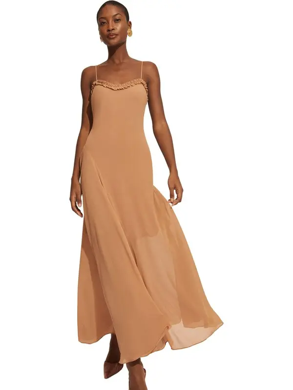 Bardot Tatian Frill Trim Maxi Dress - Tan