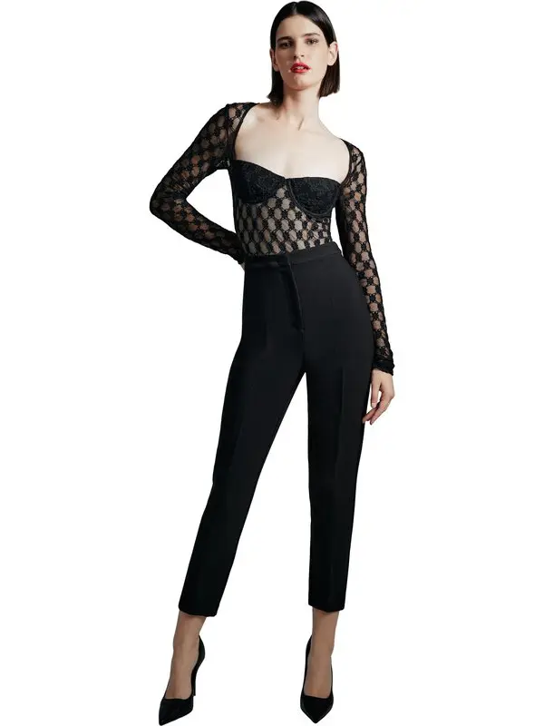 Bardot Adoni Long Sleeve Lace Bodysuit - Black