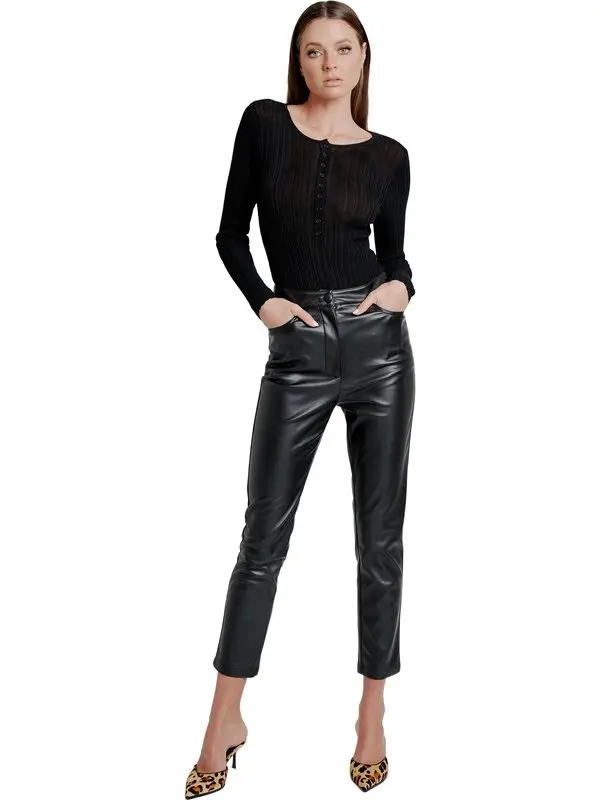 Bardot Pearson Vegan Leather High-rise Pants - Black