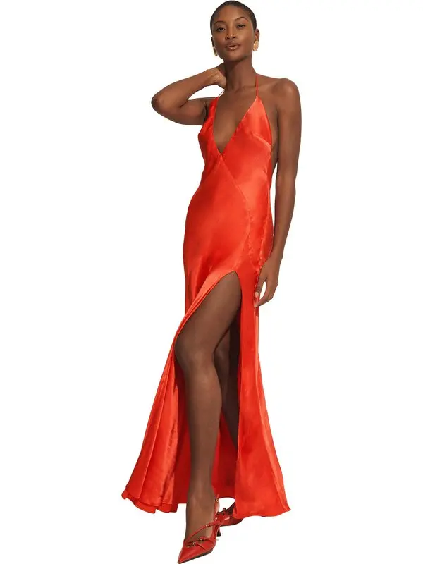 Bardot Yve Halter Maxi Dress - Fire Red