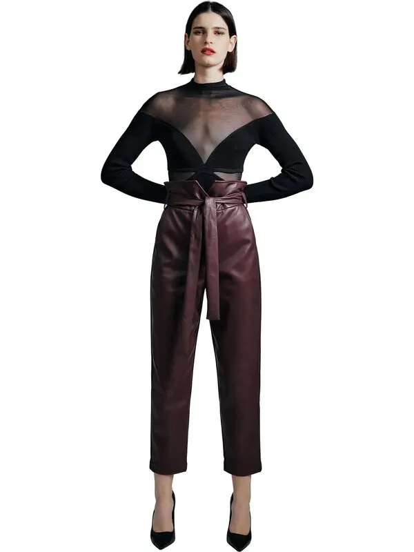 Bardot Debbie Vegan Leather Pant - Deep Plum