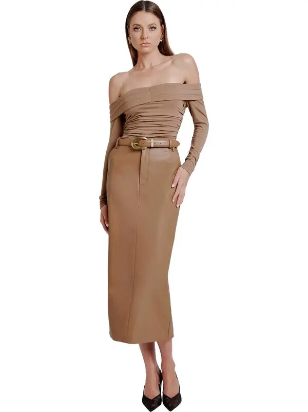 Bardot Elsa Off-shoulder Top - Taupe