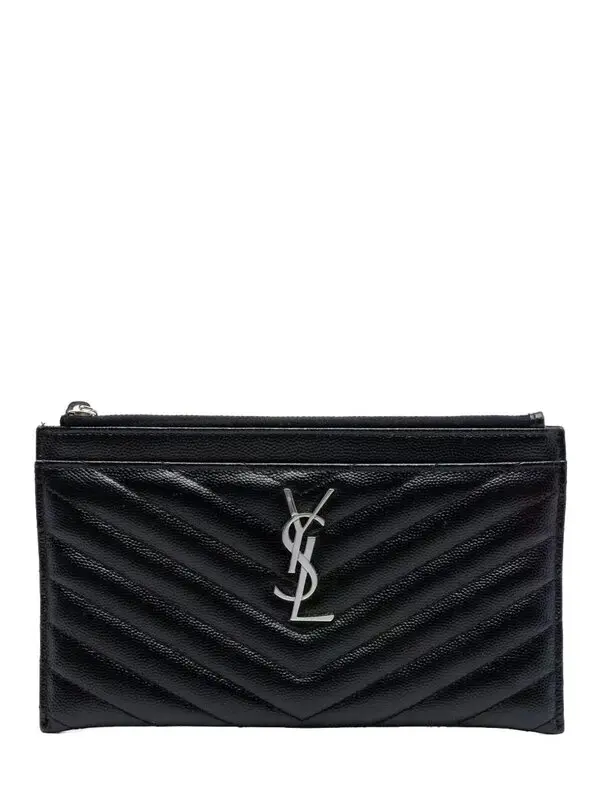 Saint Laurent Monogram Quilted Pouch Clutch - Black