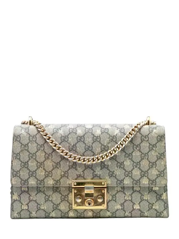 Gucci Gg Supreme Bee Padlock Shoulder Bag - Neutrals