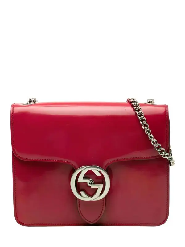 Gucci Polished Calfskin Interlocking G Crossbody Bag - Red