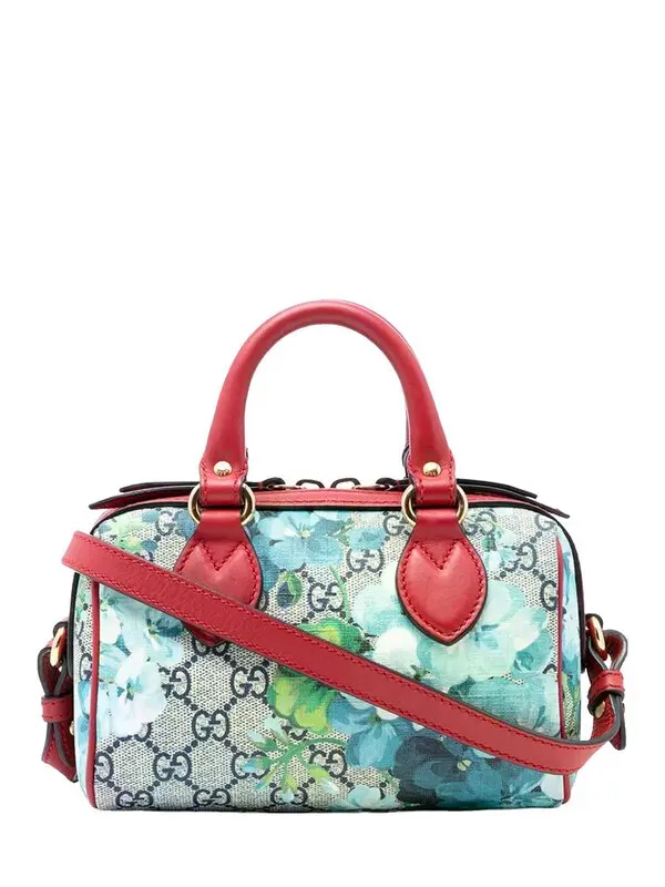 Gucci Mini Gg Supreme Blooms Boston Bag Satchel - Red