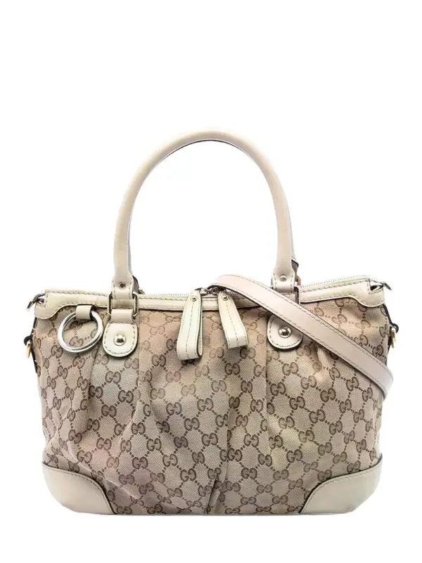 Gucci Monogram Gg Canvas Sukey Satchel - Neutrals