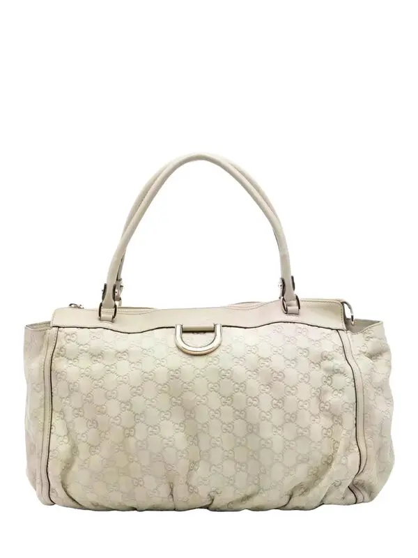 Gucci Monogrammed Leather Tote Bag - Neutrals