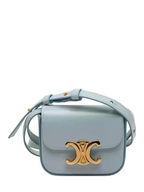 Celine Mini Shiny Calfskin Triomphe Crossbody Bag - Blue