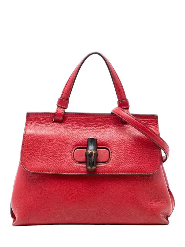 Gucci Leather Bamboo Daily Satchel - Red