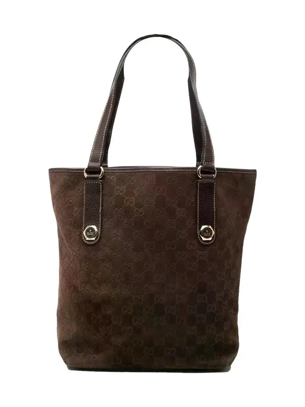 Gucci Gg Monogram Suede Tote Bag - Brown