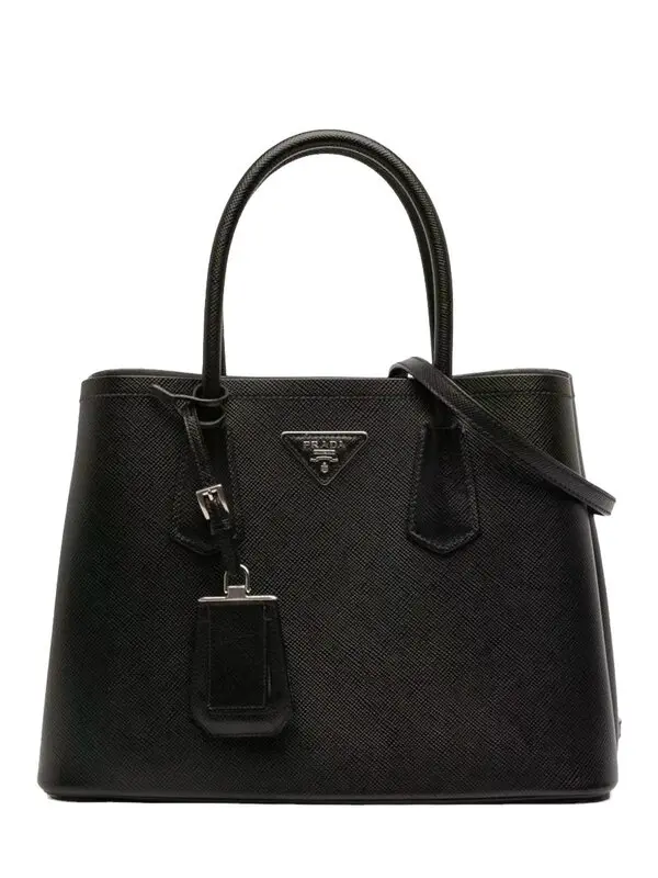 Prada Saffiano Leather Double Handle Satchel - Black