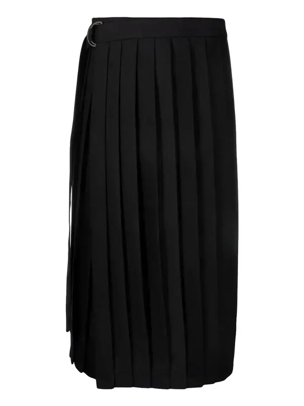 AMI Paris Pleated Midi Skirt - Black