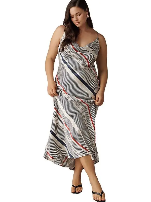 Maeve Cowl-neck Slip Midi Dress - Neutral Pattern