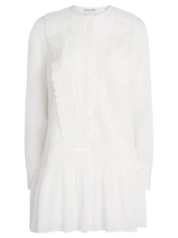 Veronica Beard Marguerite Eyelet Mini Dress - White