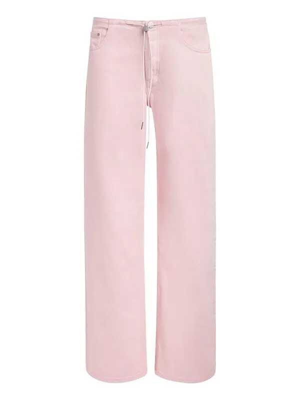 Still Here Wide-leg Jeans With Drawstring Waist - Pink