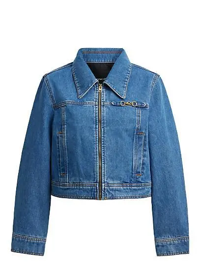 COACH Sculpted C Denim Jacket - Medium Blue